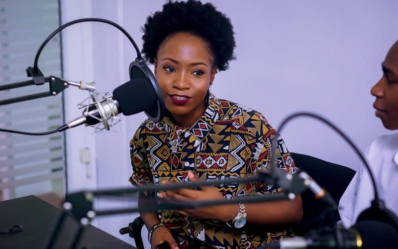 radio show host in music studio